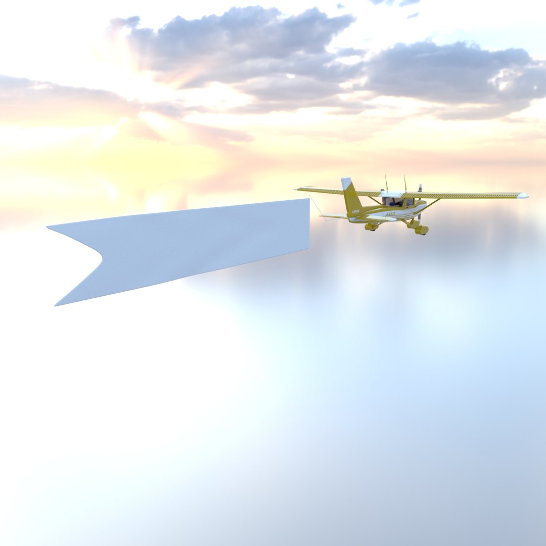 Airplane Advertising Flying Sky Banner Model - TurboSquid 2210691