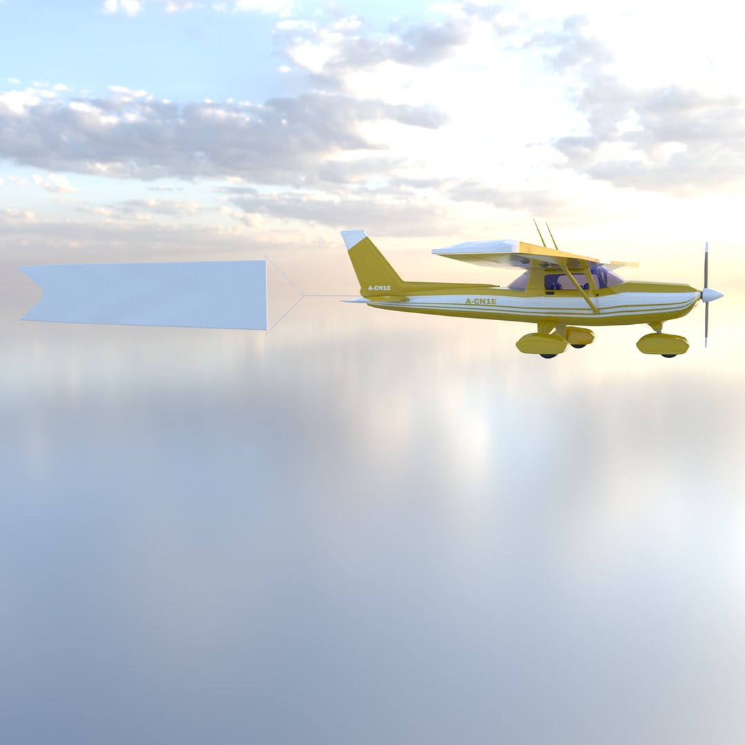 Airplane Advertising Flying Sky Banner Model - TurboSquid 2210691