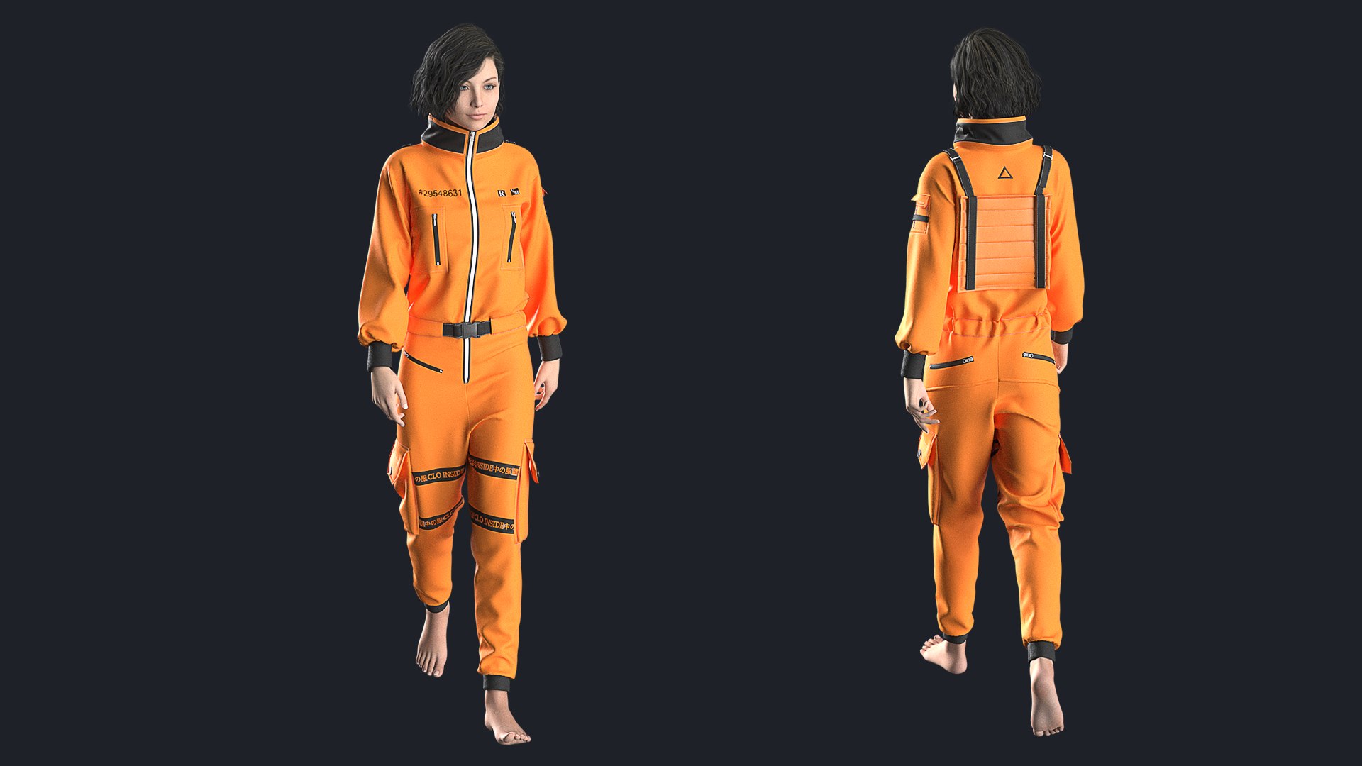 3D Model Female Overalls Marvelous Designer Project - TurboSquid 1726228