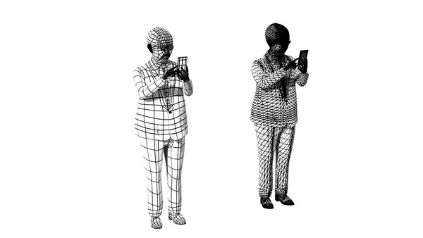 3d model man camera woman