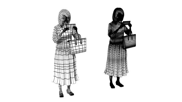 3d model man camera woman