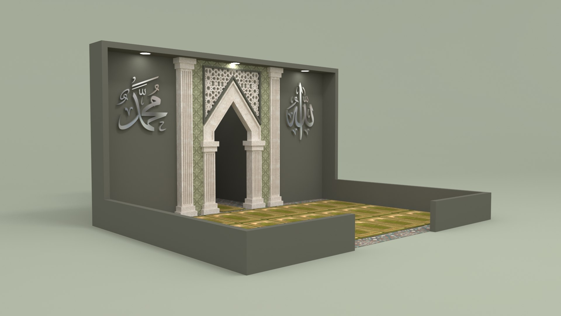 3D model mosque inside view moslem prayer islam - TurboSquid 1756197