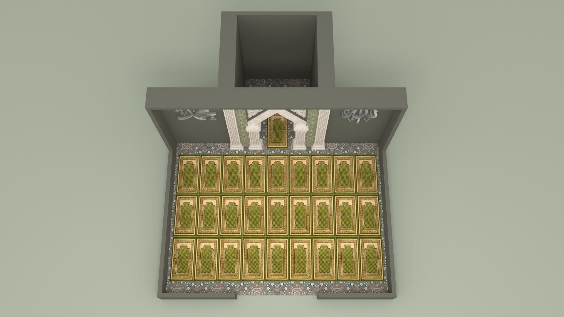 3D model mosque inside view moslem prayer islam - TurboSquid 1756197