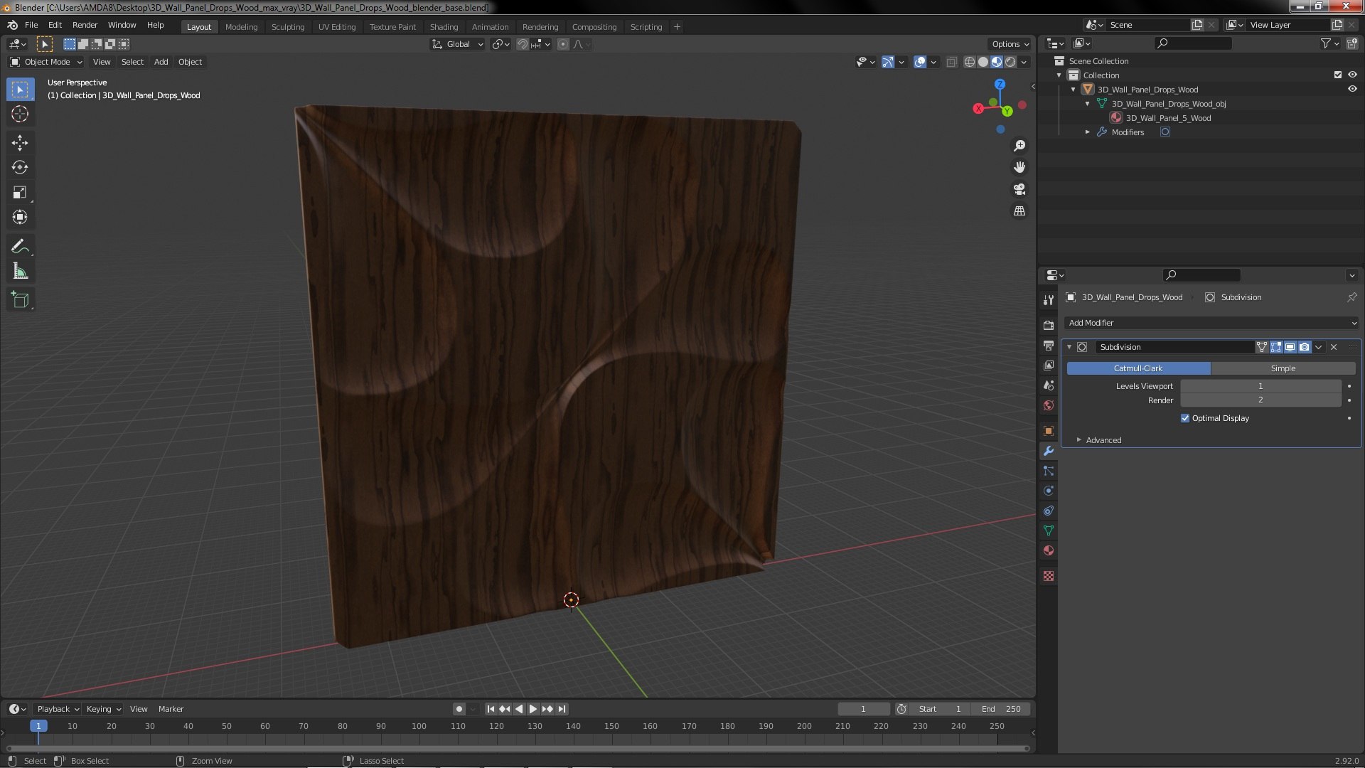 3D 3D Wall Panel Drops Wood - TurboSquid 1907958