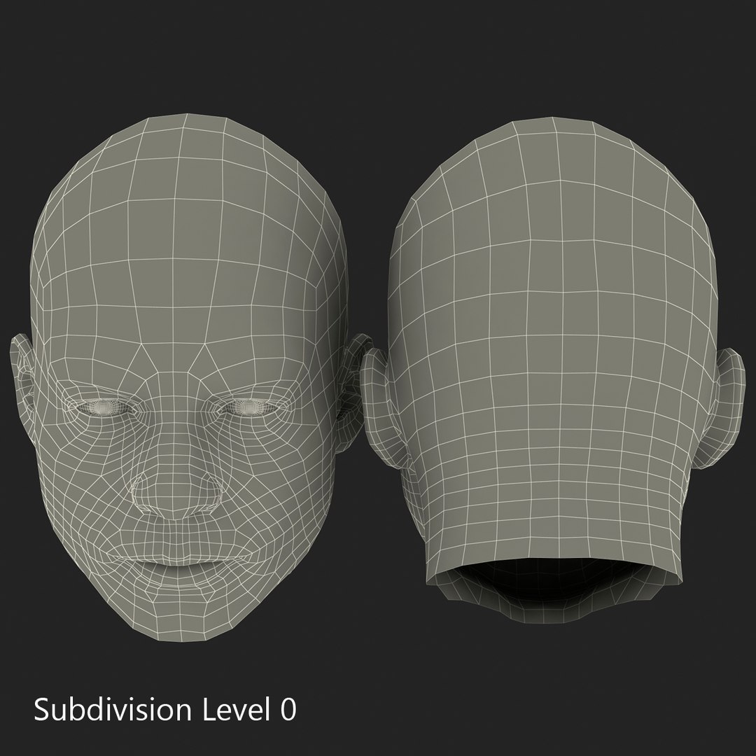3d Male Head 3 Modeled