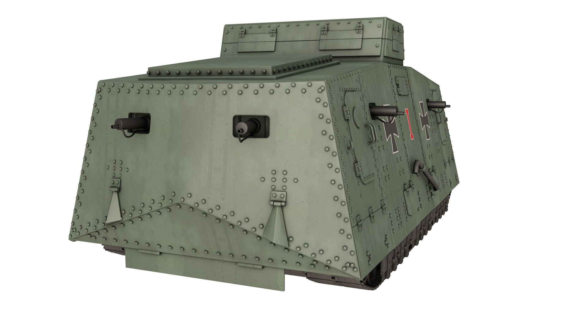 3D Sturmpanzerwagen A7V Deutscher WW1 Panzer - TurboSquid 2326579