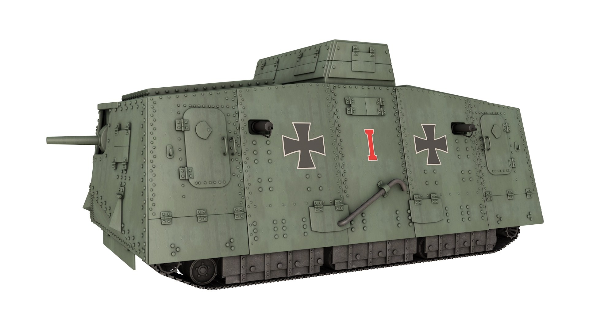 3D Sturmpanzerwagen A7V Deutscher WW1 Panzer - TurboSquid 2326579