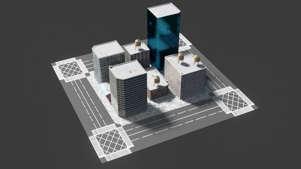 3D Modular City Block- Low Poly - Game Ready - PBR - TurboSquid 1838578