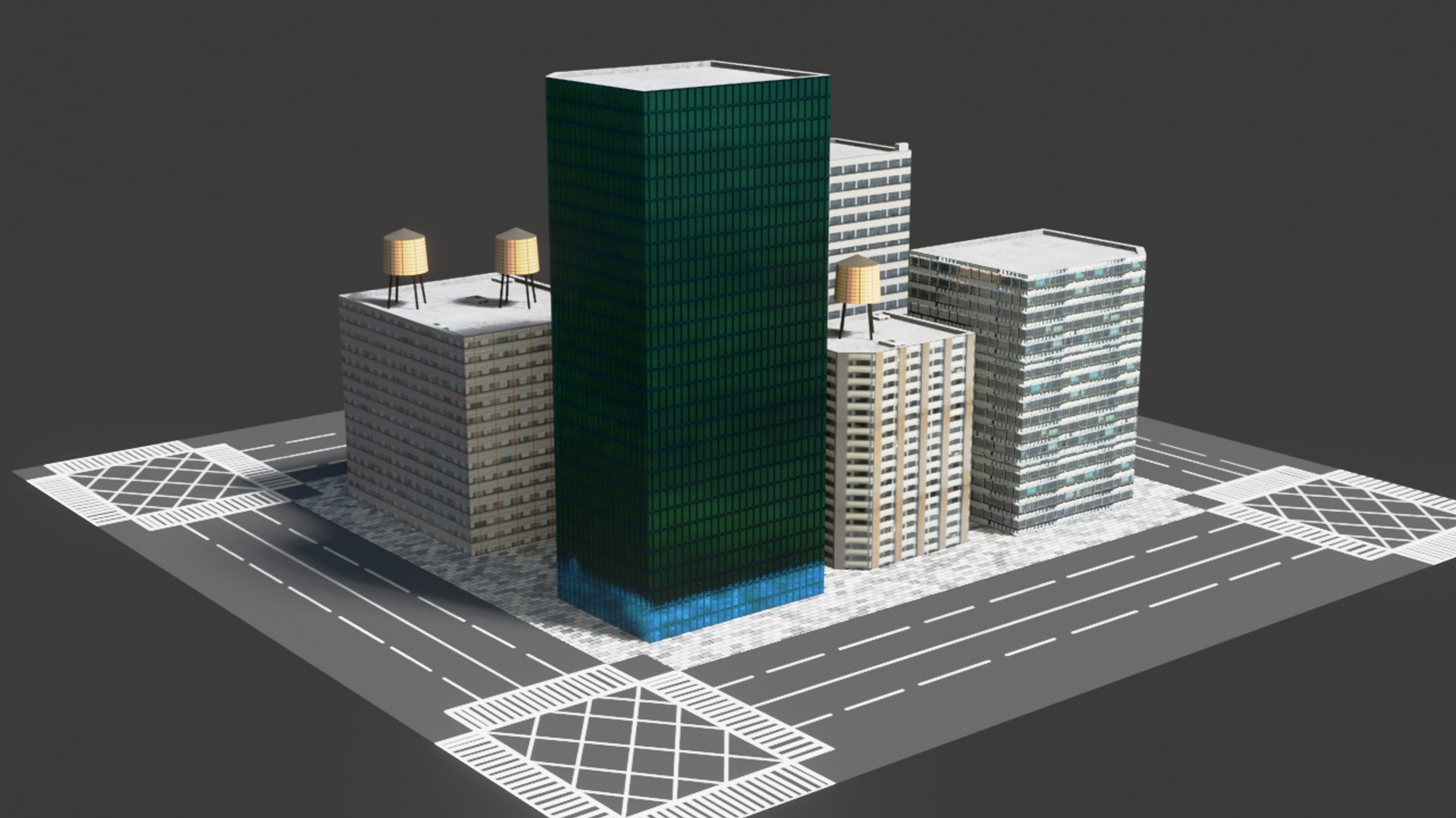 City Block 3D Model - TurboSquid 1614249