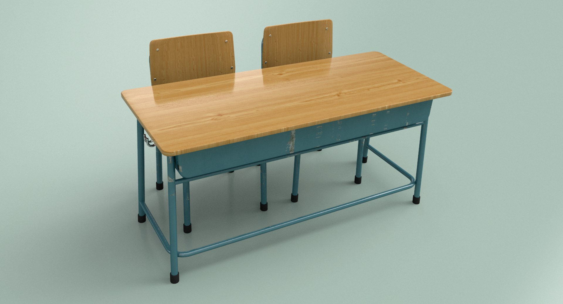 Student Double Desk Chairs Model - TurboSquid 1261607