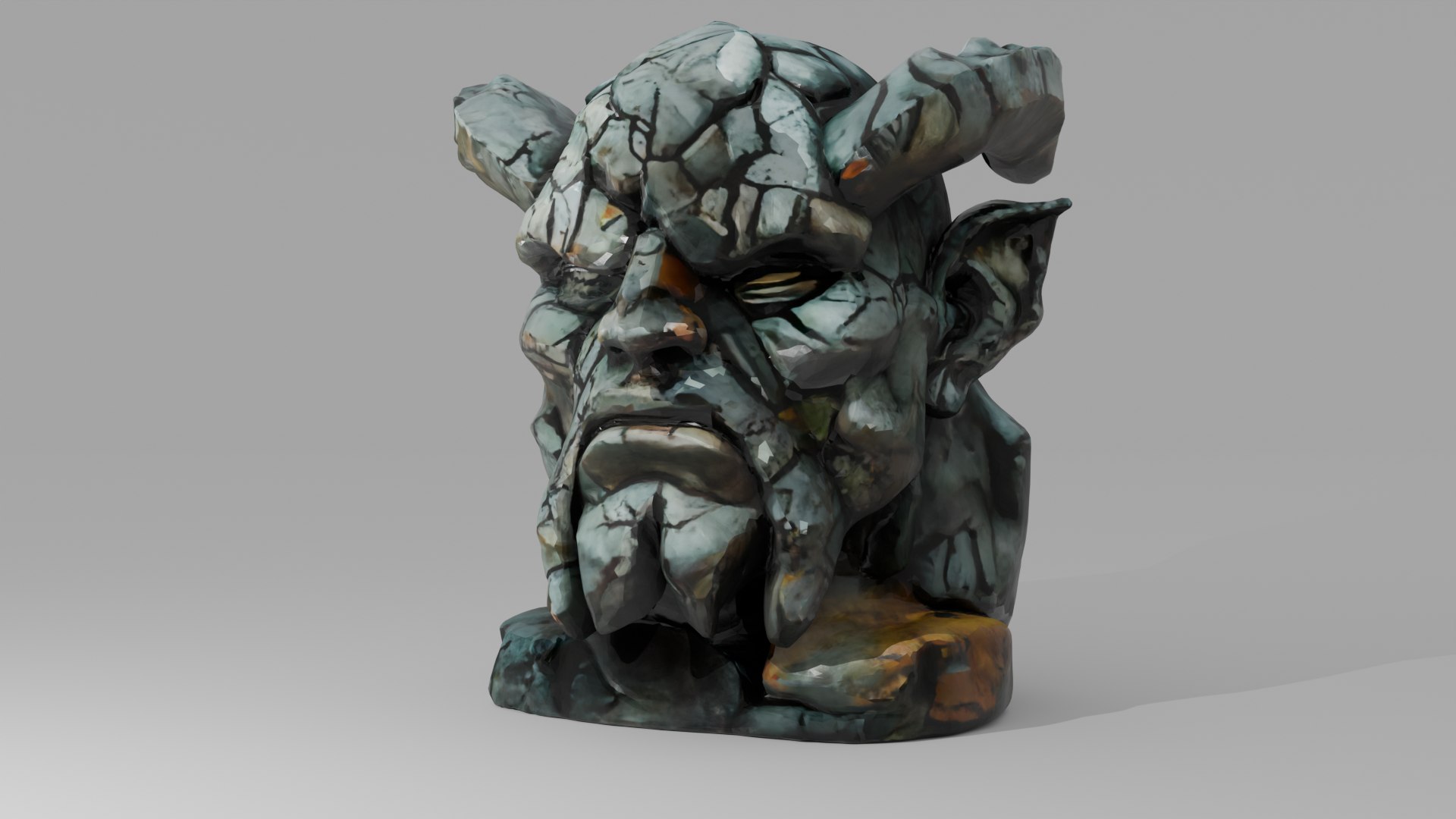 3D Demonic Stone Statue Pack Cracked Ancient Idol Props PBR Model ...