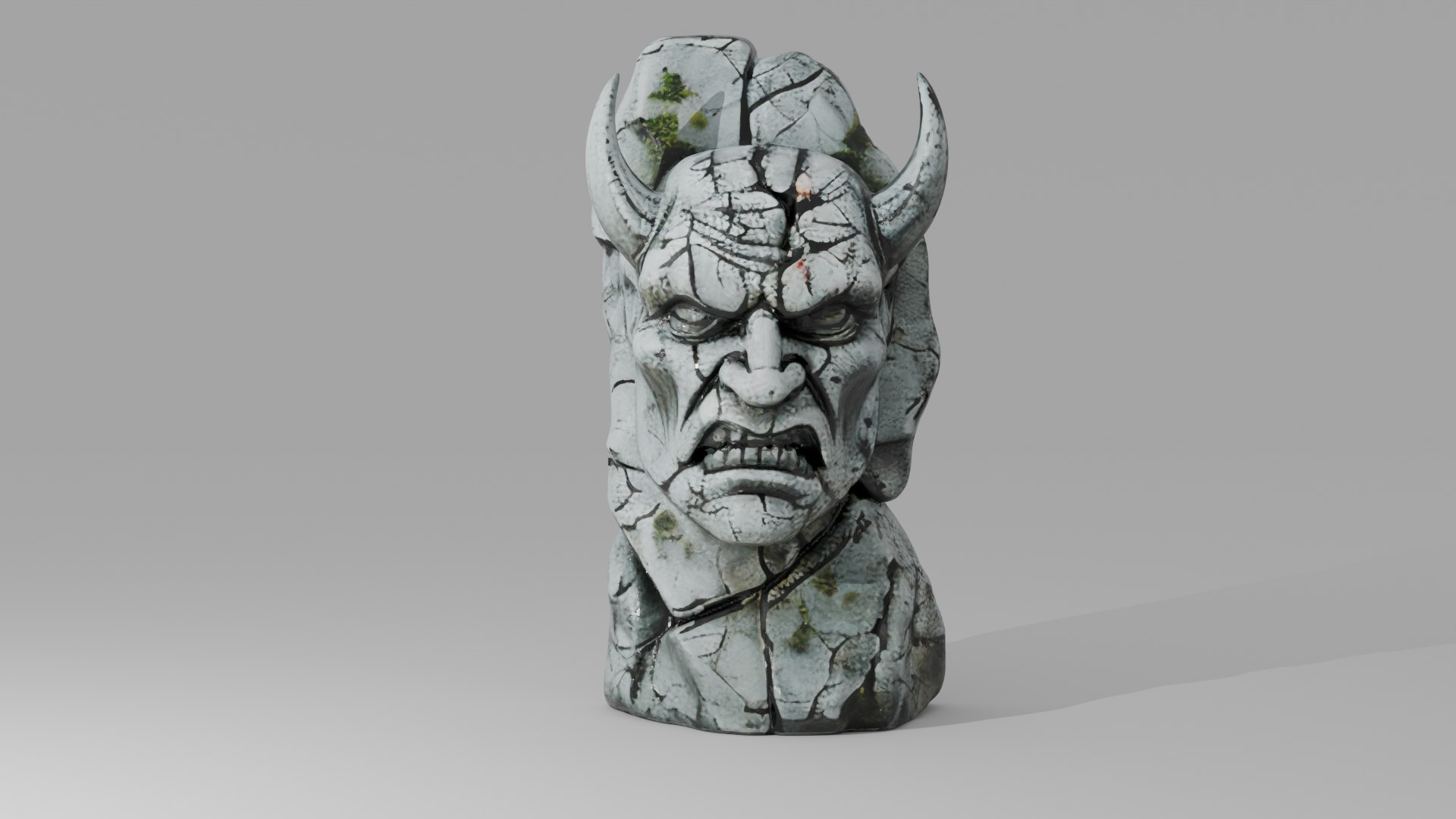 3D Demonic Stone Statue Pack Cracked Ancient Idol Props PBR Model ...