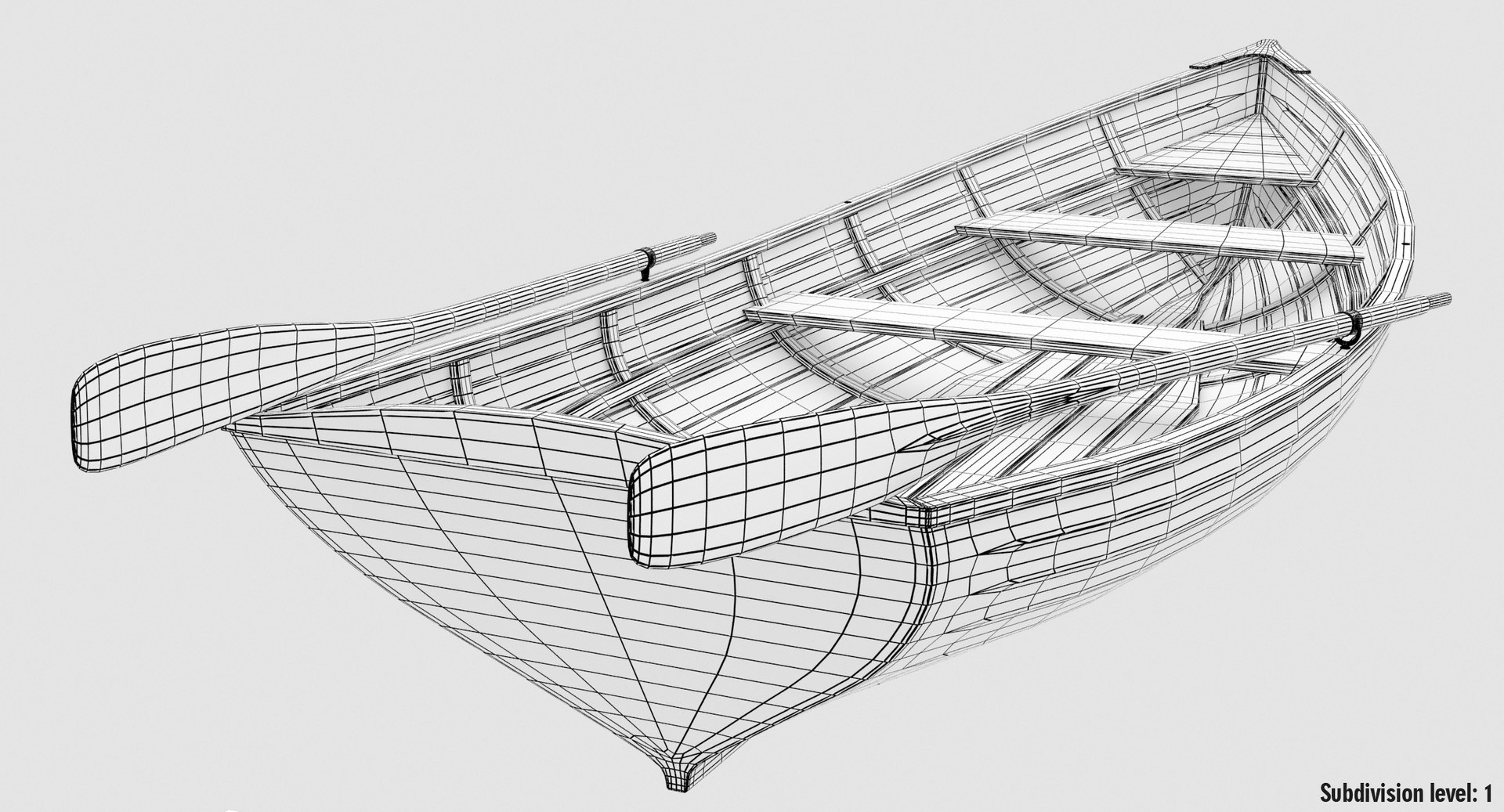 White Painted Wooden Boat Model - TurboSquid 2259034
