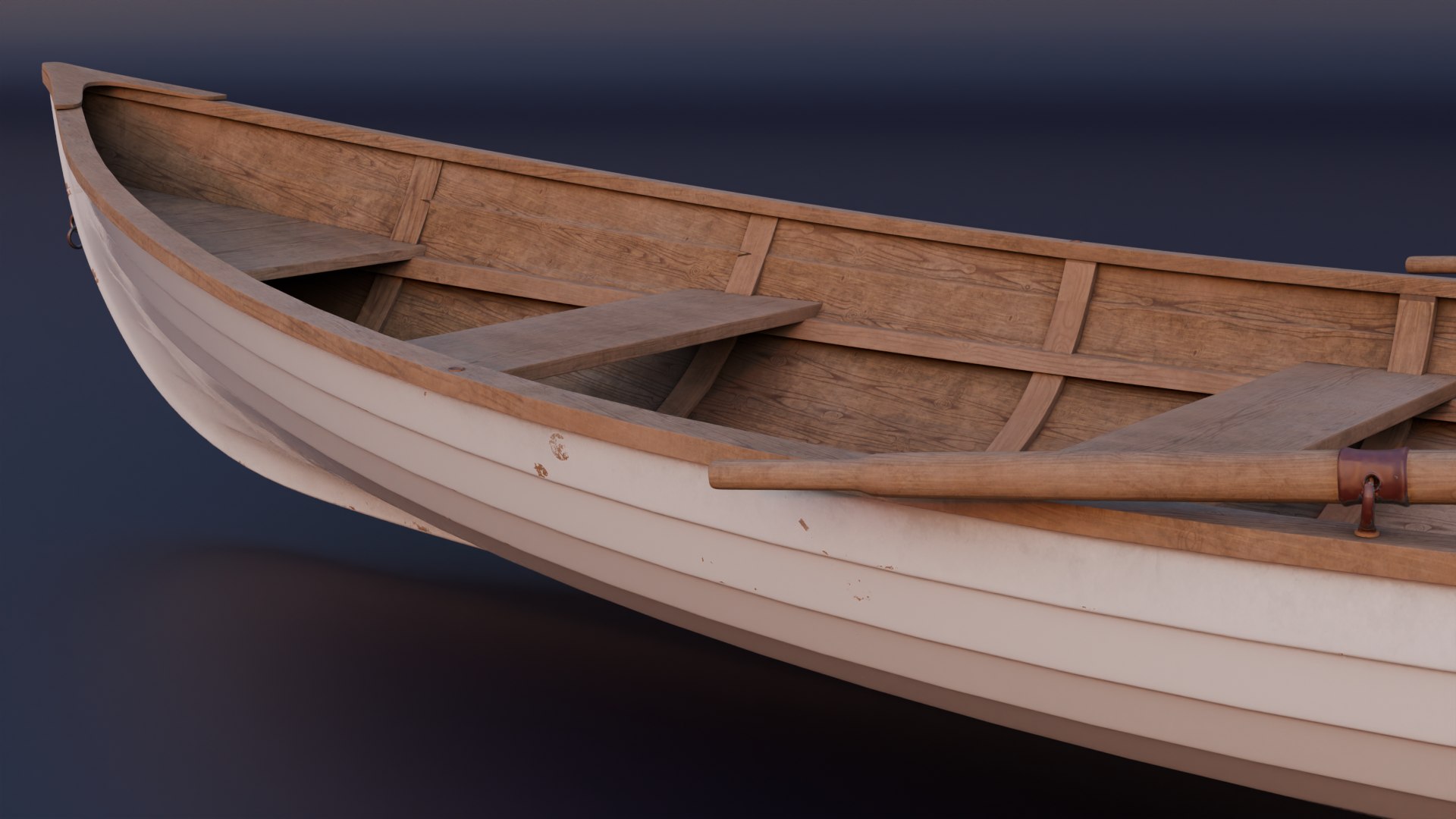 White Painted Wooden Boat Model - TurboSquid 2259034
