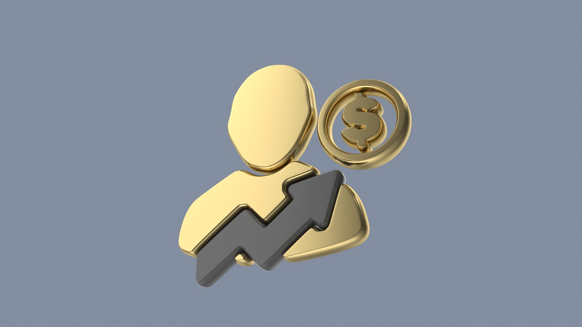 Employee Salary Increase Symbol Gold 3D - TurboSquid 2065311