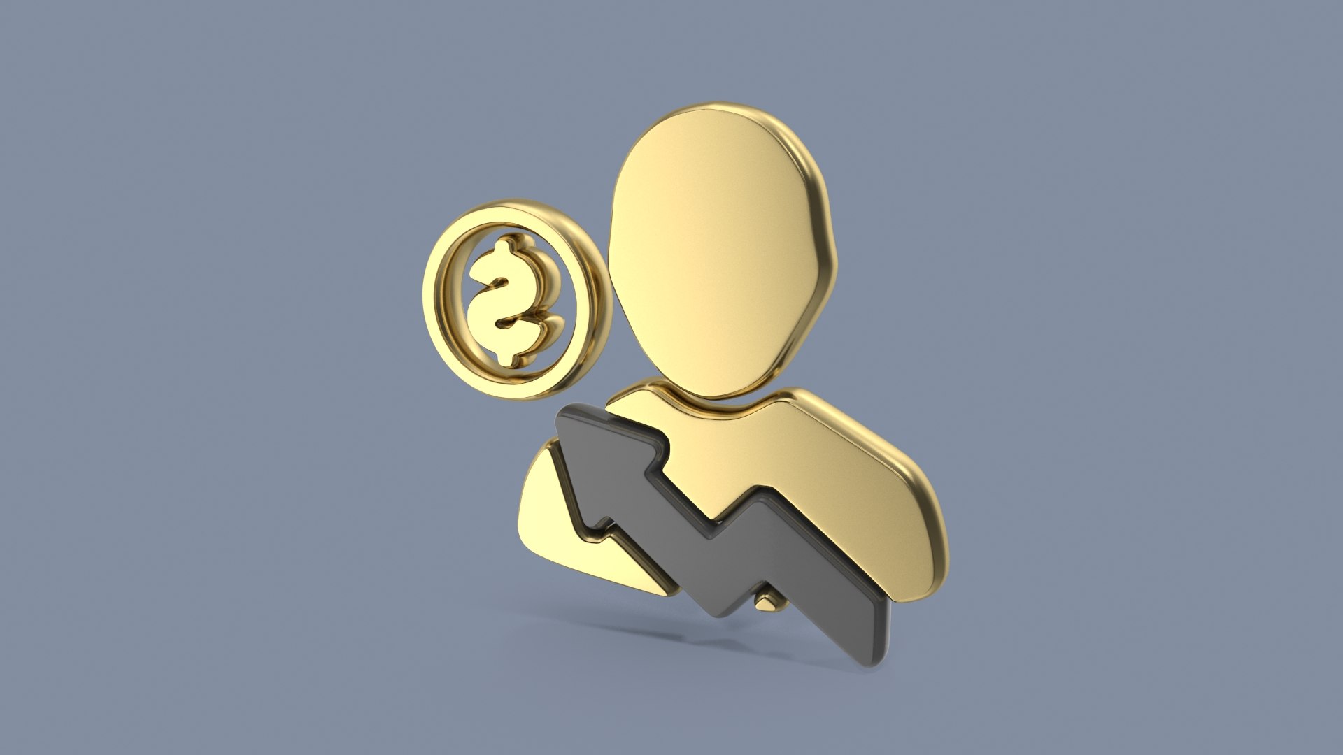 Employee Salary Increase Symbol Gold 3D - TurboSquid 2065311