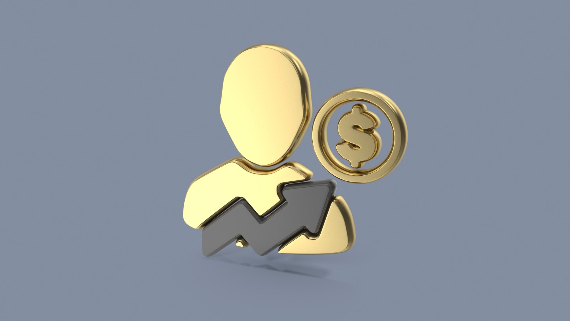 Employee Salary Increase Symbol Gold 3D - TurboSquid 2065311