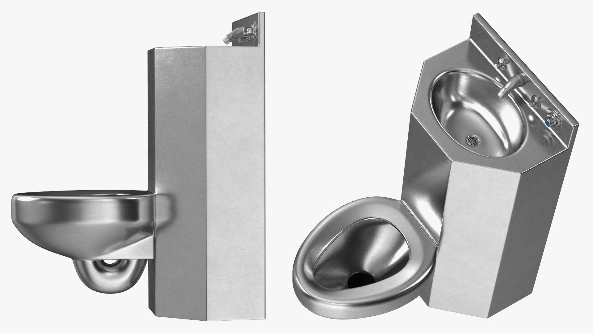3D Combined Prison Toilet American Style Model - TurboSquid 2111844
