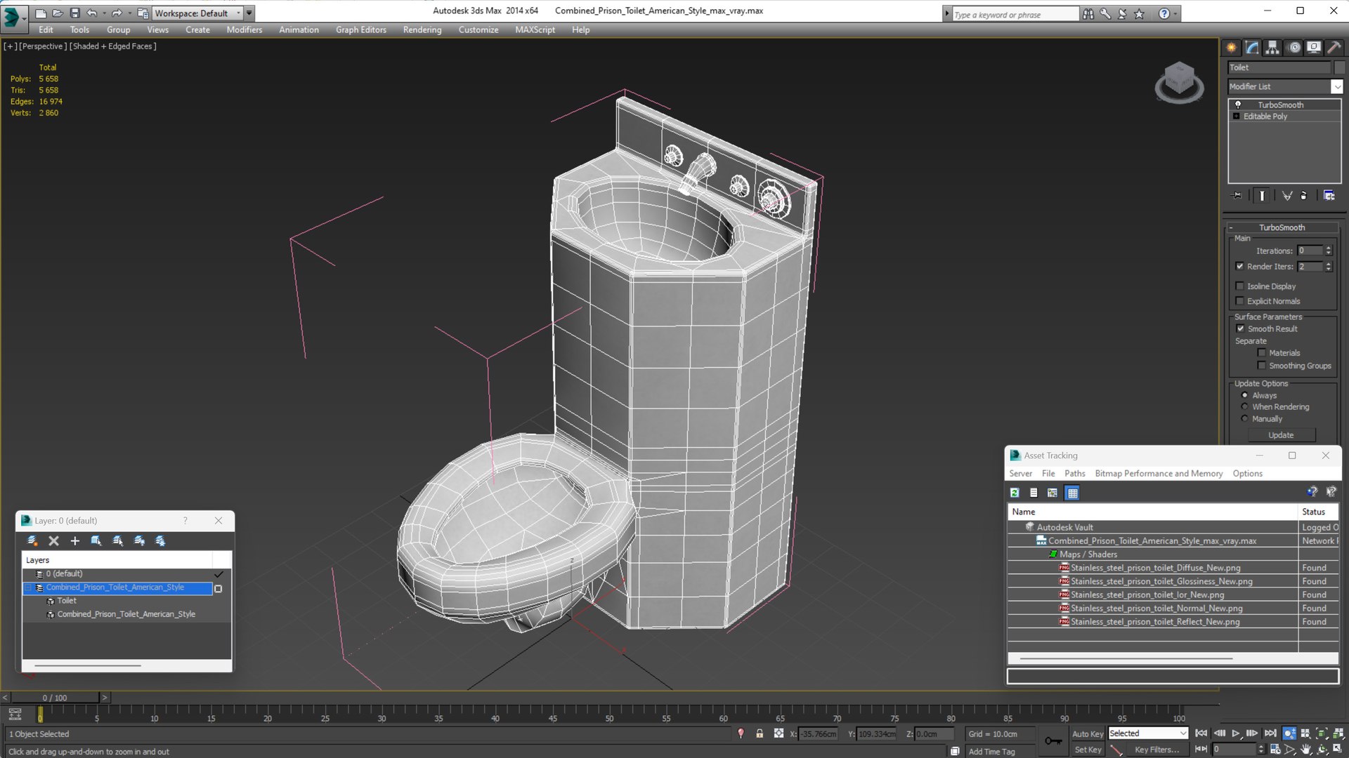 3D Combined Prison Toilet American Style Model - TurboSquid 2111844