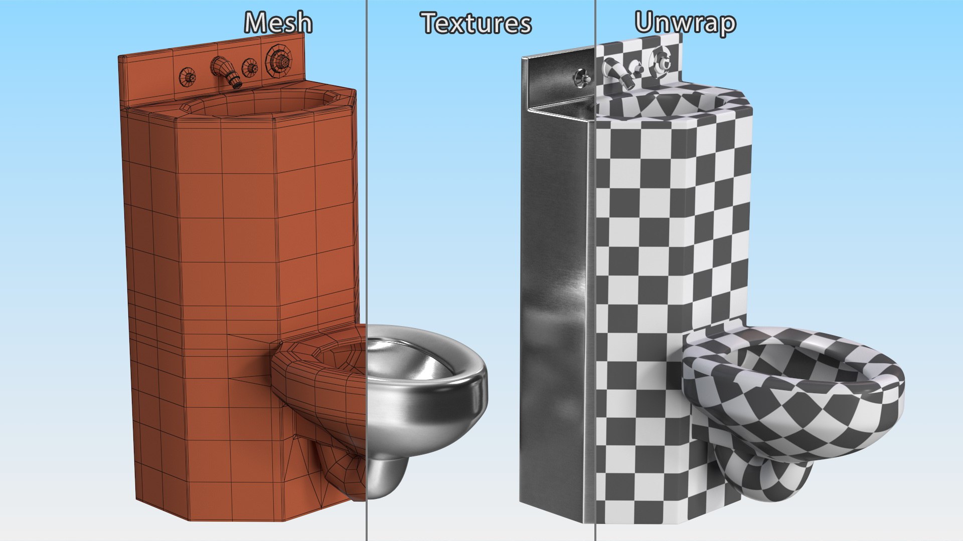 3D Combined Prison Toilet American Style Model - TurboSquid 2111844