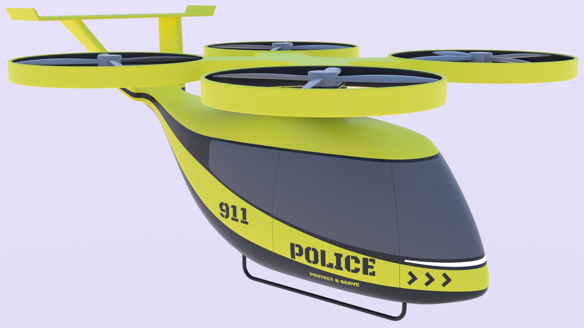 3D Passenger And Police Drone PBR - TurboSquid 2201131