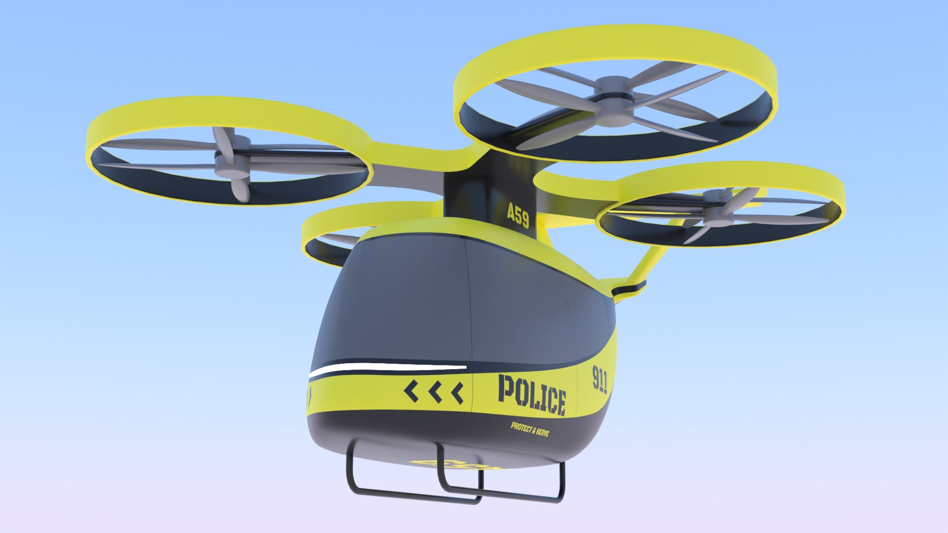 3D Passenger And Police Drone PBR - TurboSquid 2201131
