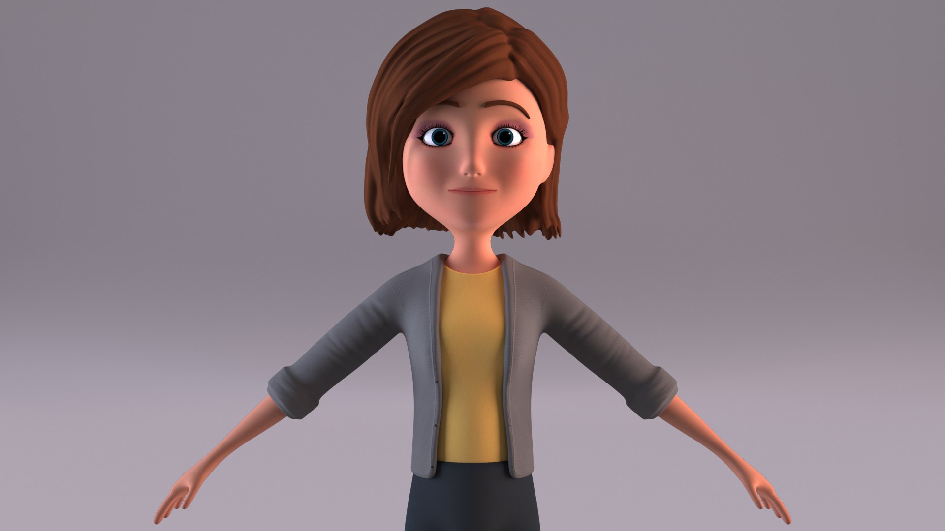 3D Cartoon Woman Rigged - Blender Model - TurboSquid 2241456