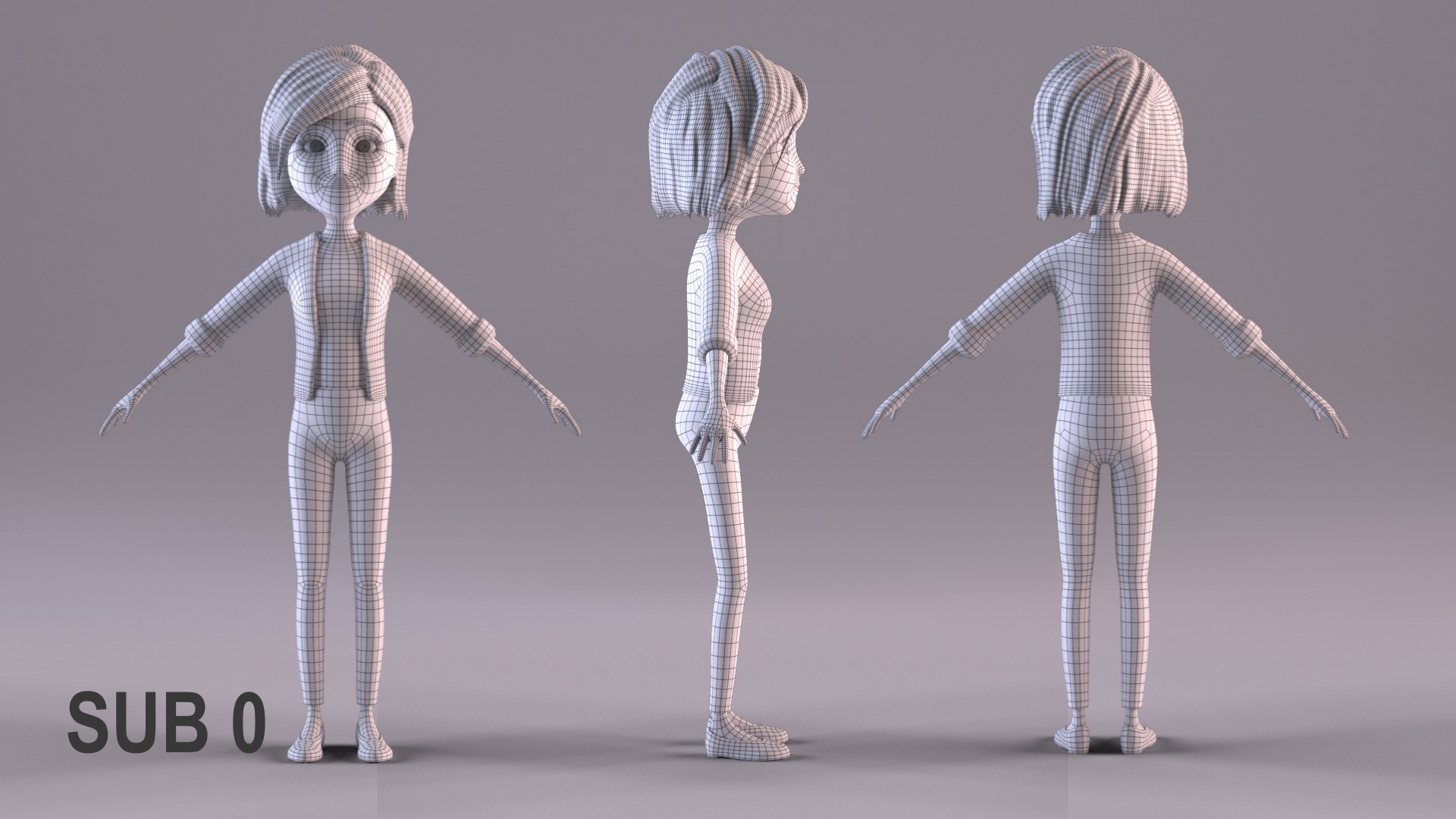 3D Cartoon Woman Rigged - Blender Model - TurboSquid 2241456