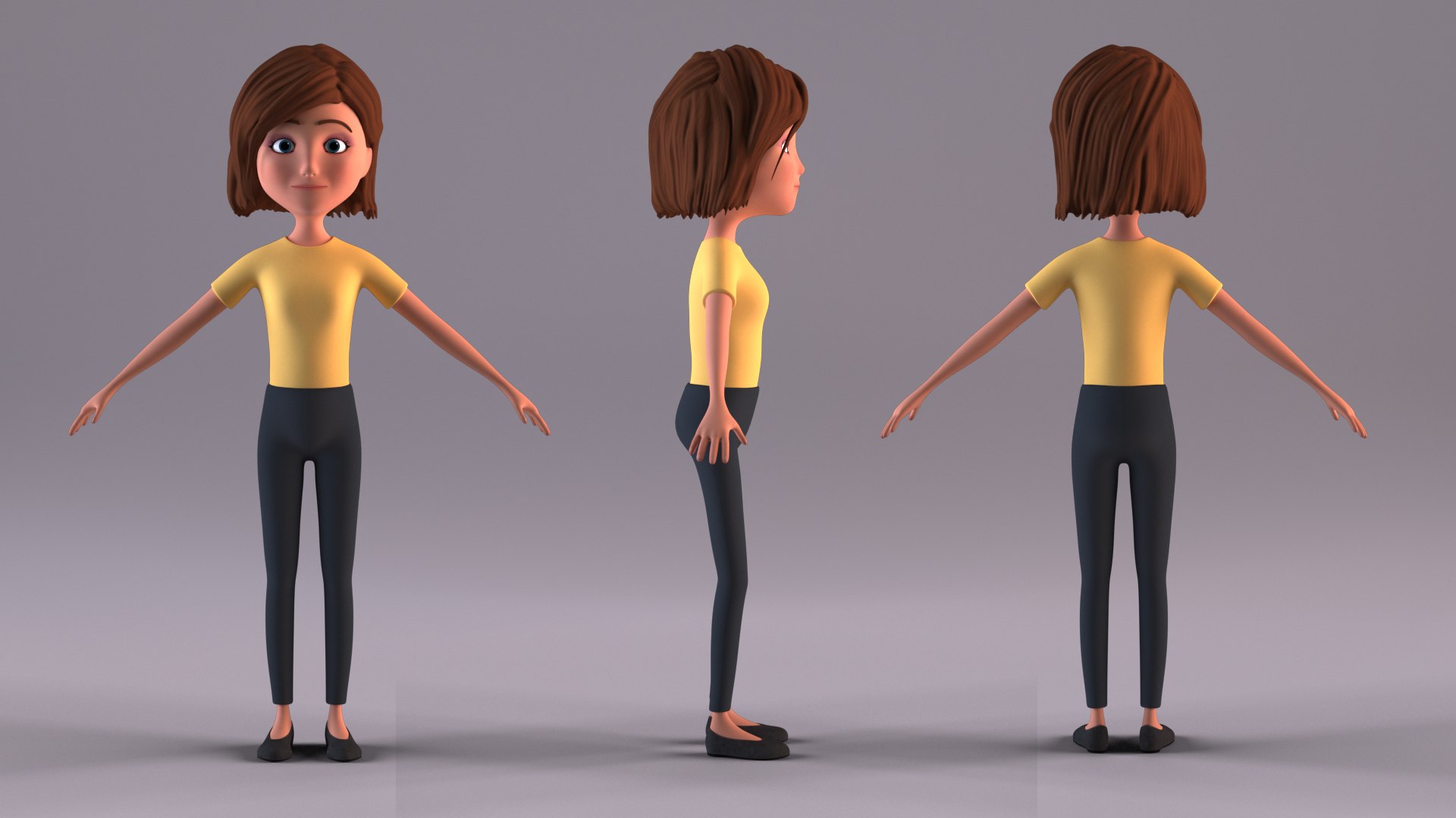 3D Cartoon Woman Rigged - Blender Model - TurboSquid 2241456