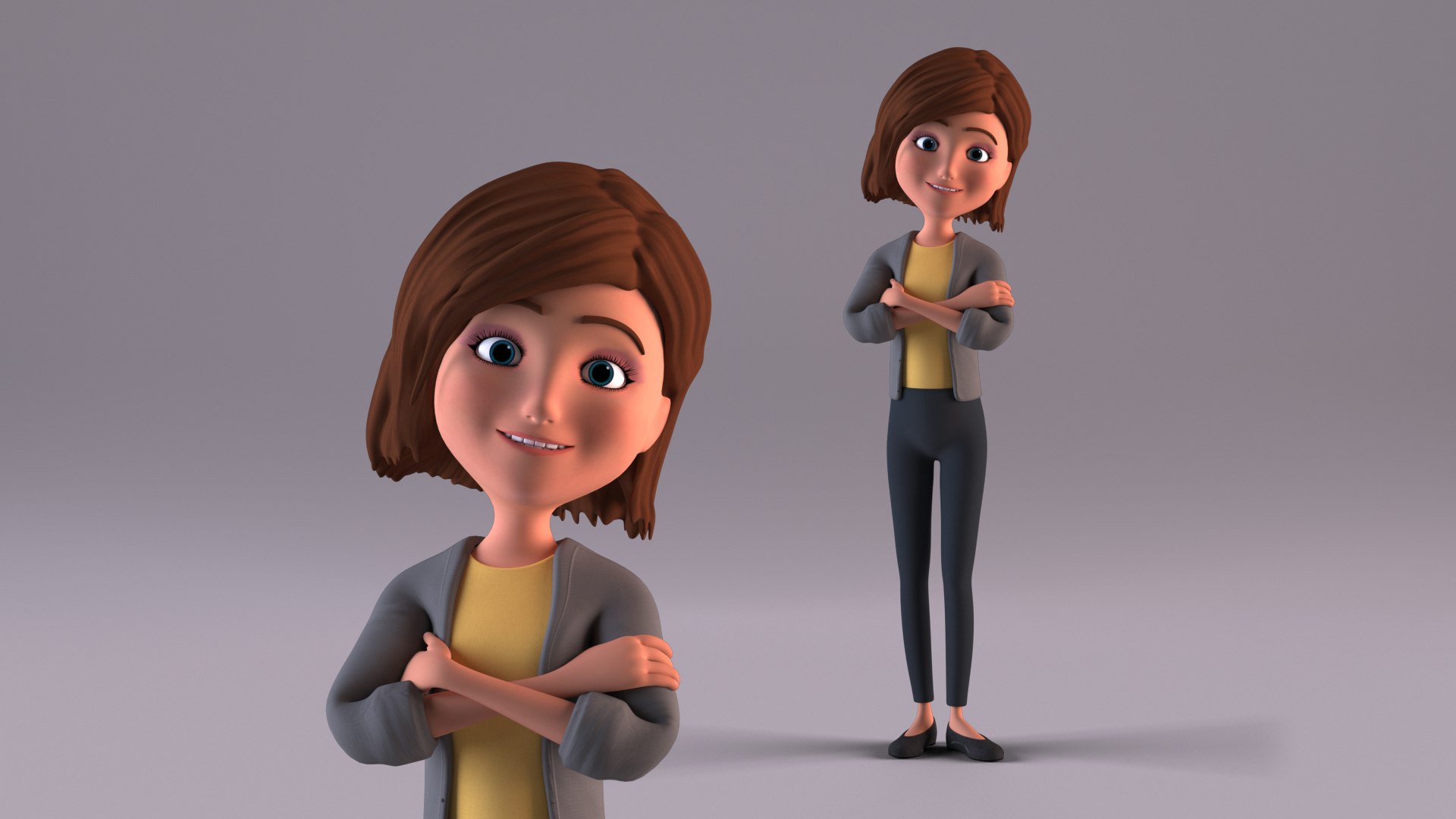 3D Cartoon Woman Rigged - Blender Model - TurboSquid 2241456