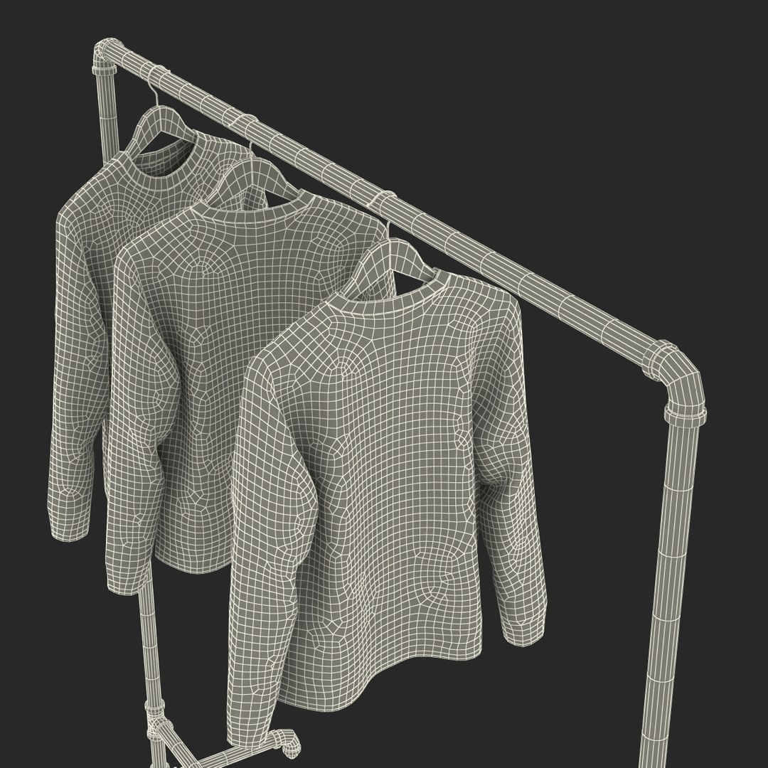 iron clothing rack 3 3d model