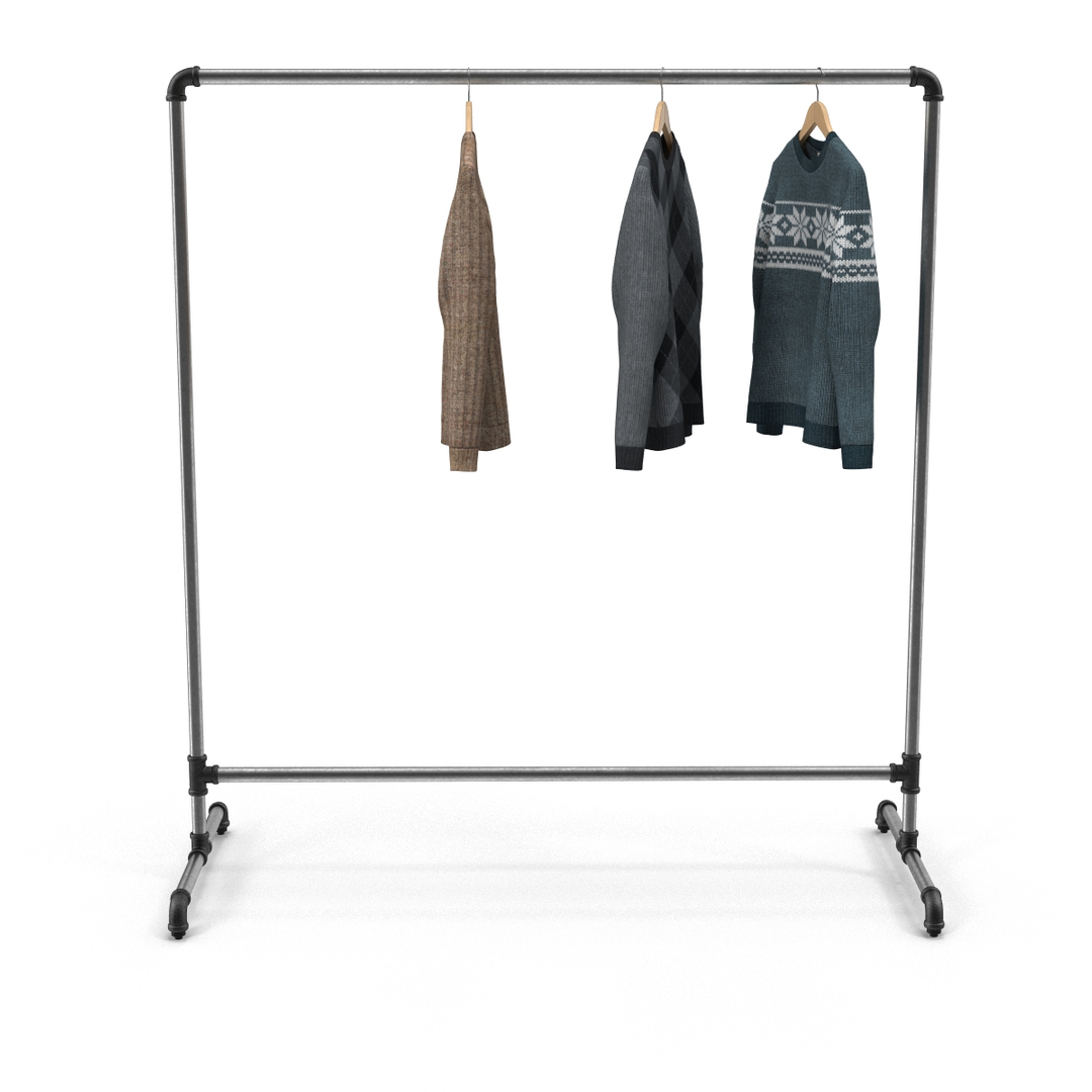 iron clothing rack 3 3d model