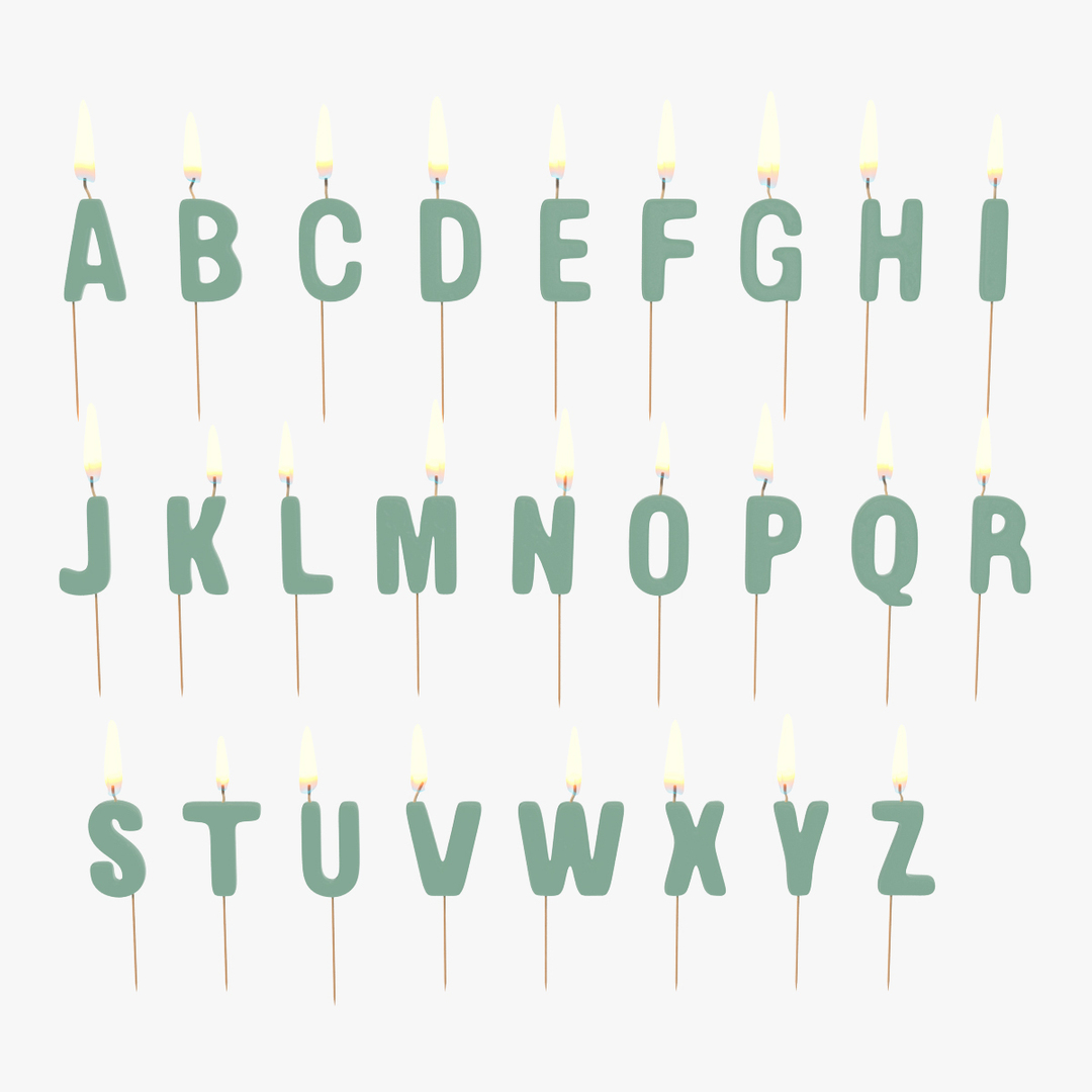 3d Model Alphabet Birthday Candles Set