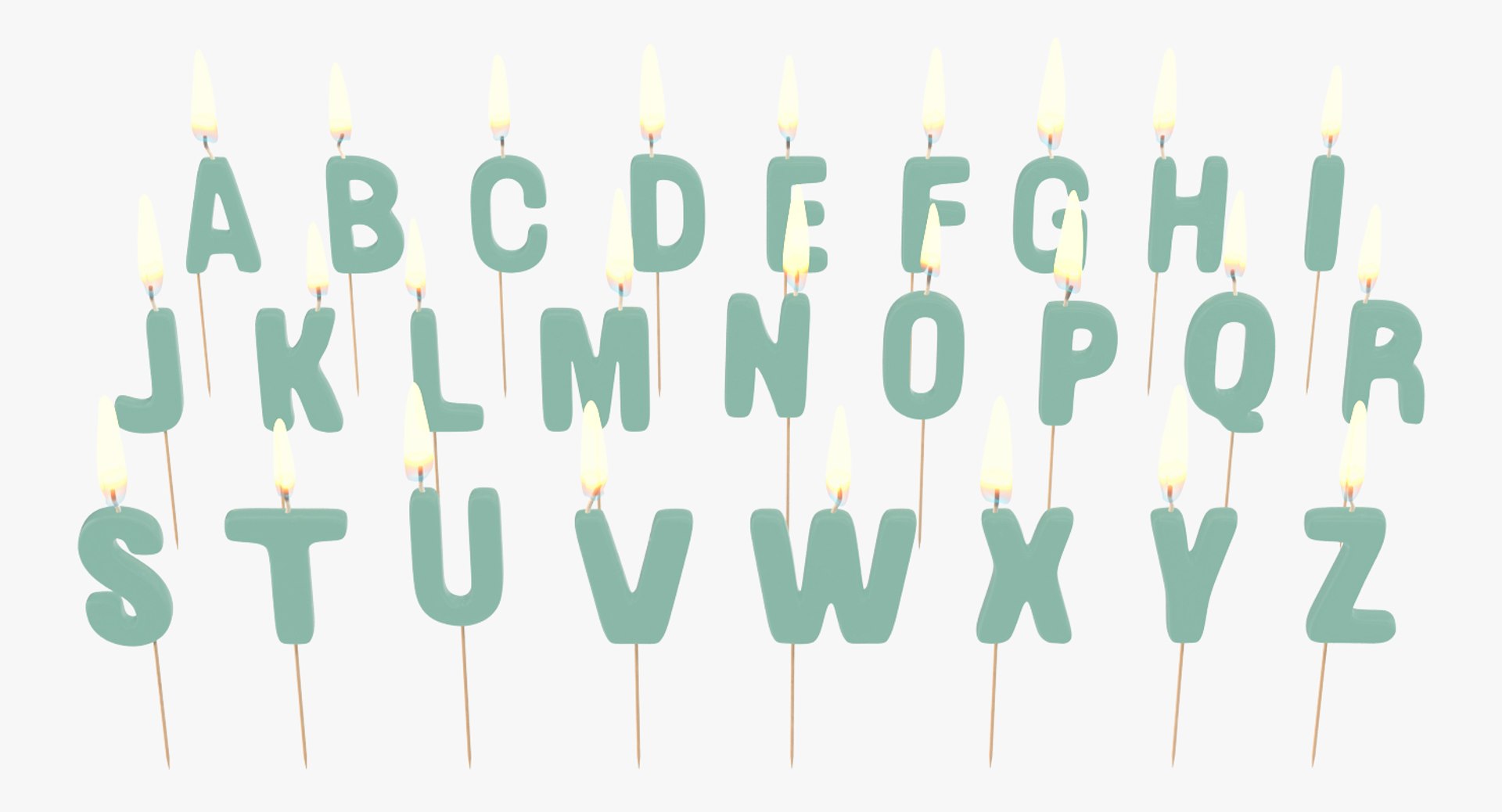 3d Model Alphabet Birthday Candles Set