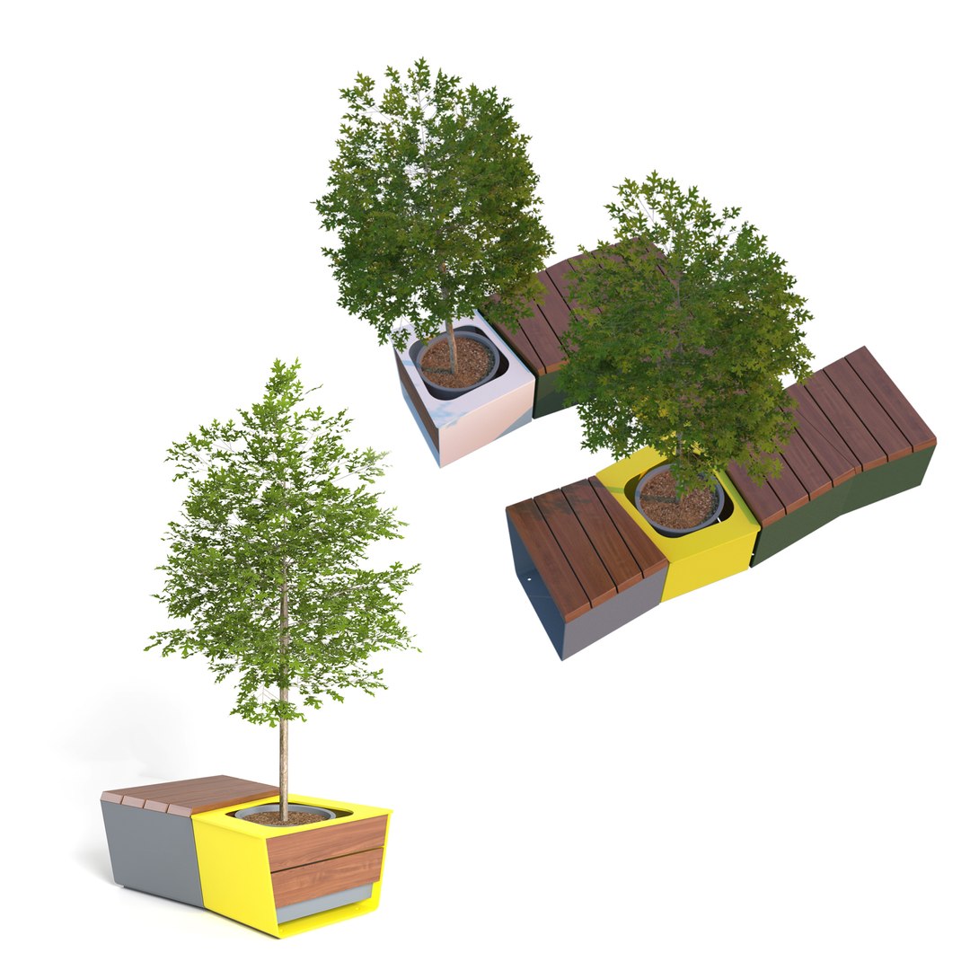 3D Equiparc Exa Bench And Pot - TurboSquid 2045648
