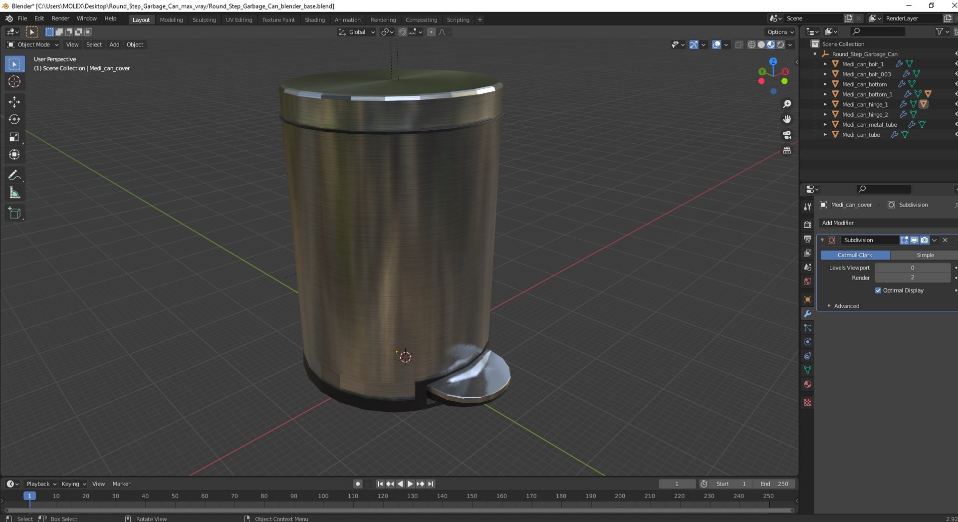 3D Round Step Garbage Can - TurboSquid 2162021