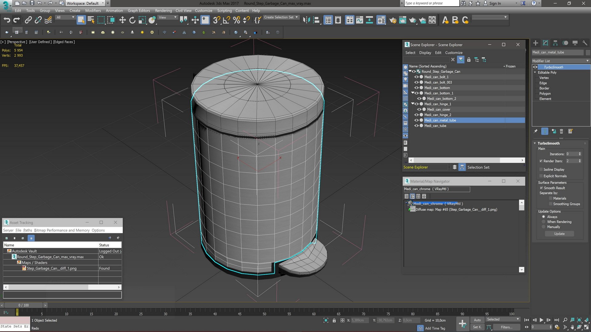 3D Round Step Garbage Can - TurboSquid 2162021