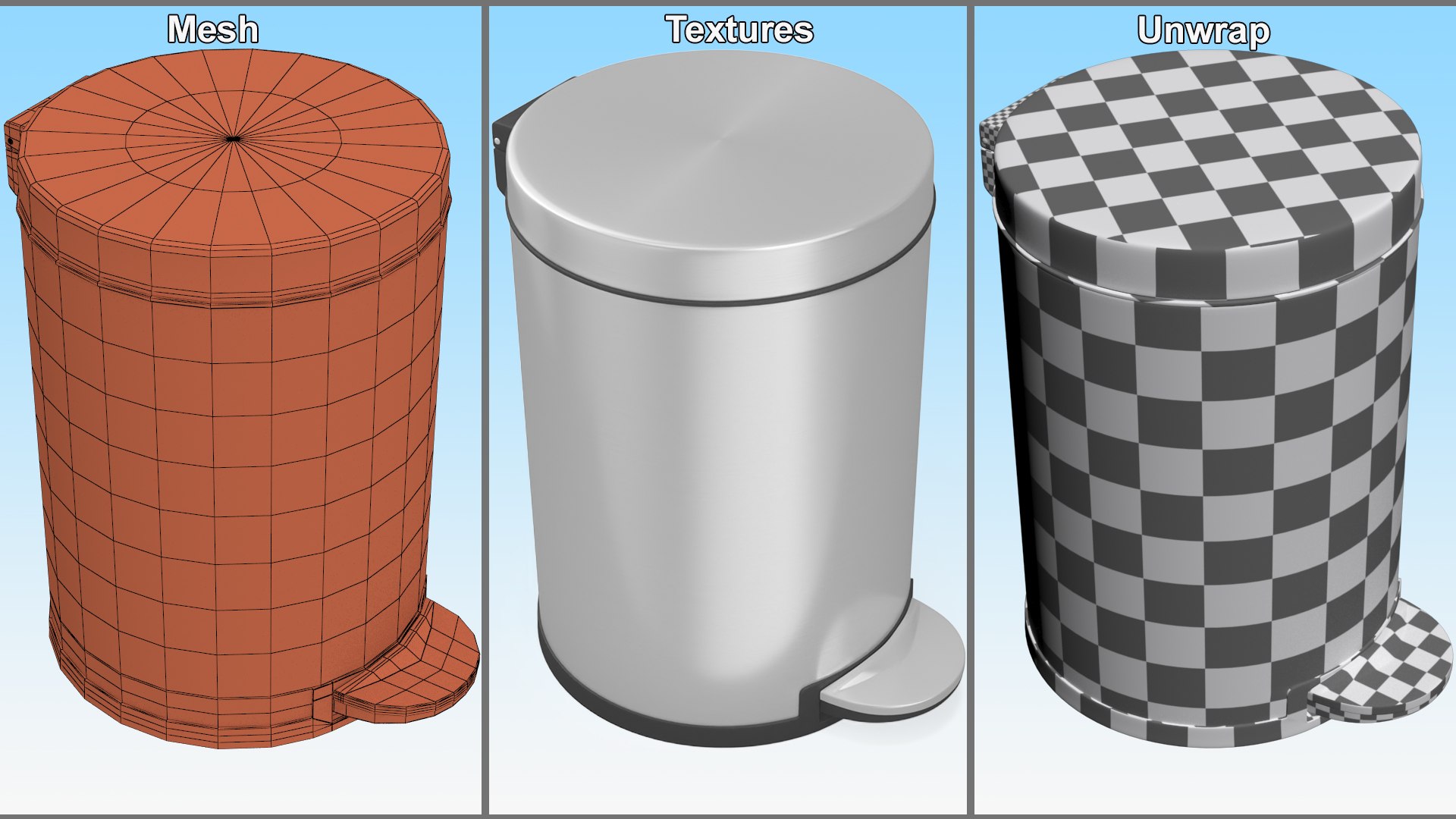 3D Round Step Garbage Can - TurboSquid 2162021