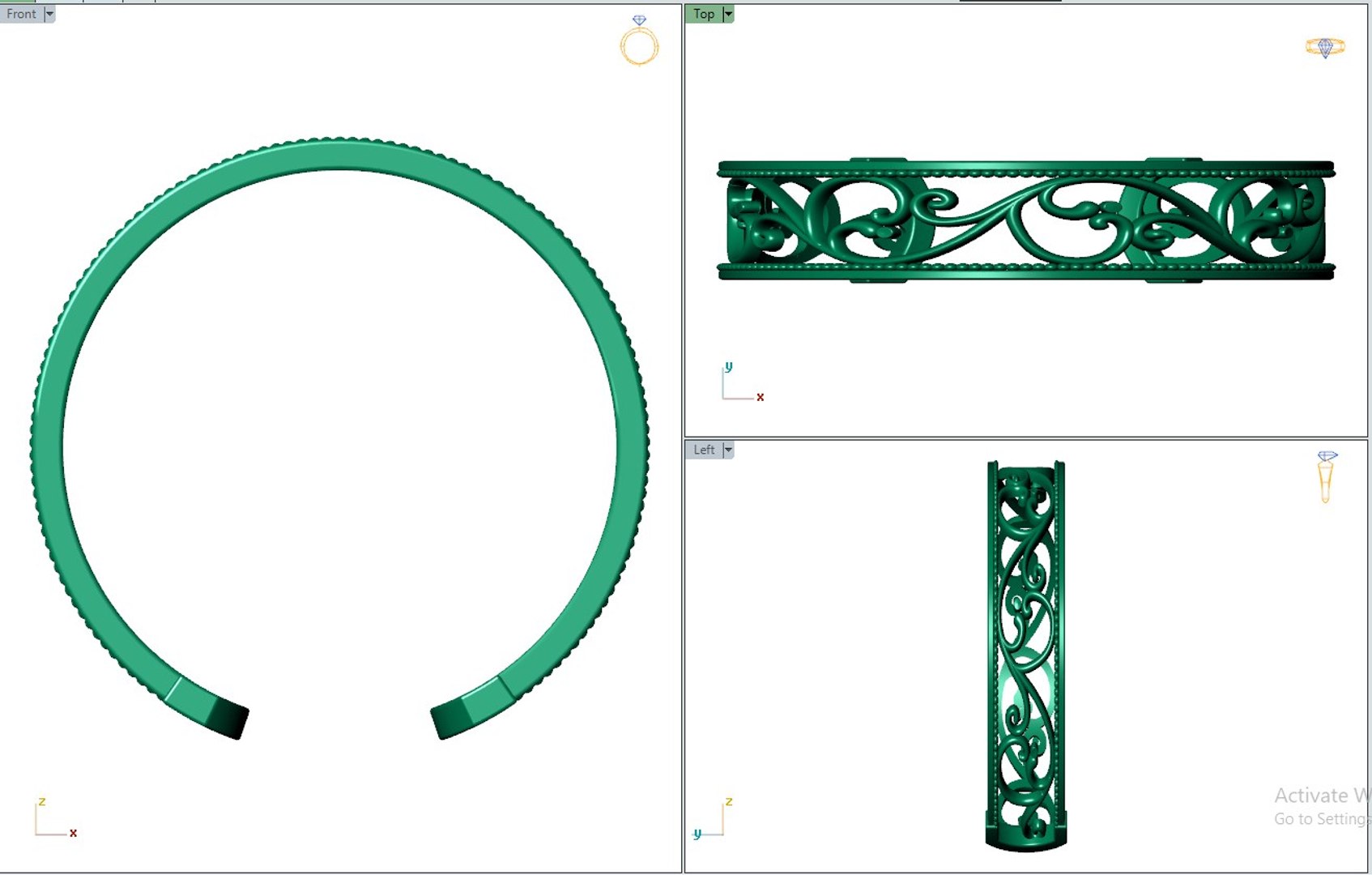 3D Bracelet Bangle 3D CAD Design Spring Rate Style-O-1-102 3D Print ...