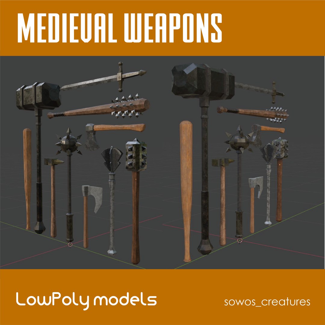 Lowpoly Medieval Melee Weapons 3D Model - TurboSquid 2285242