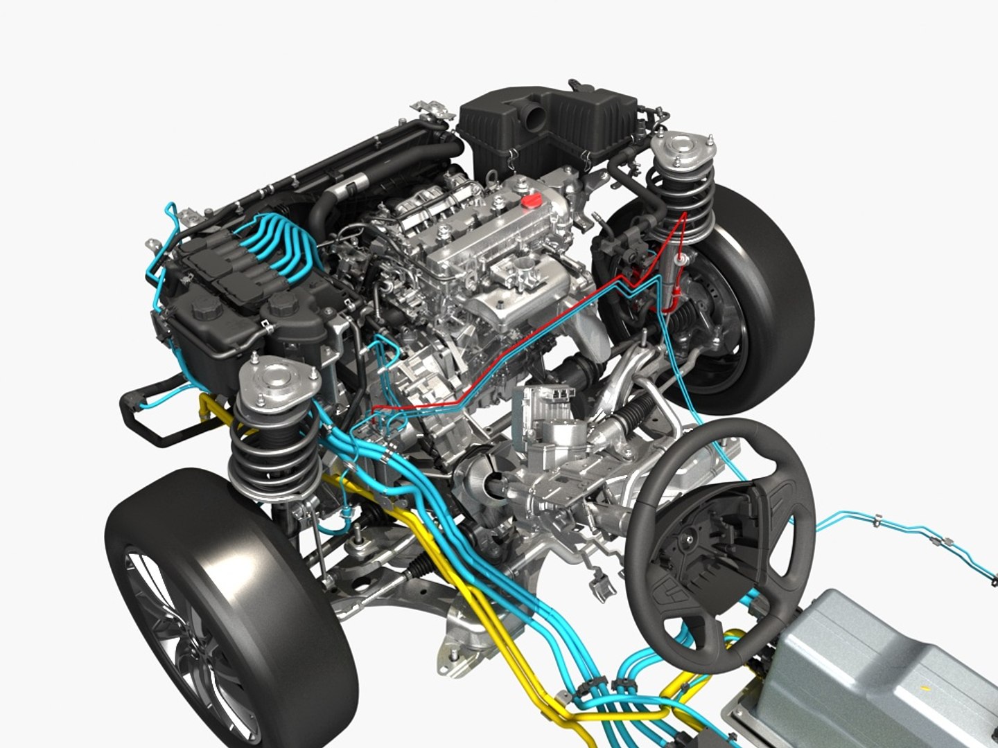 Hybrid Electric Car Chassis 3D Model - TurboSquid 1649349