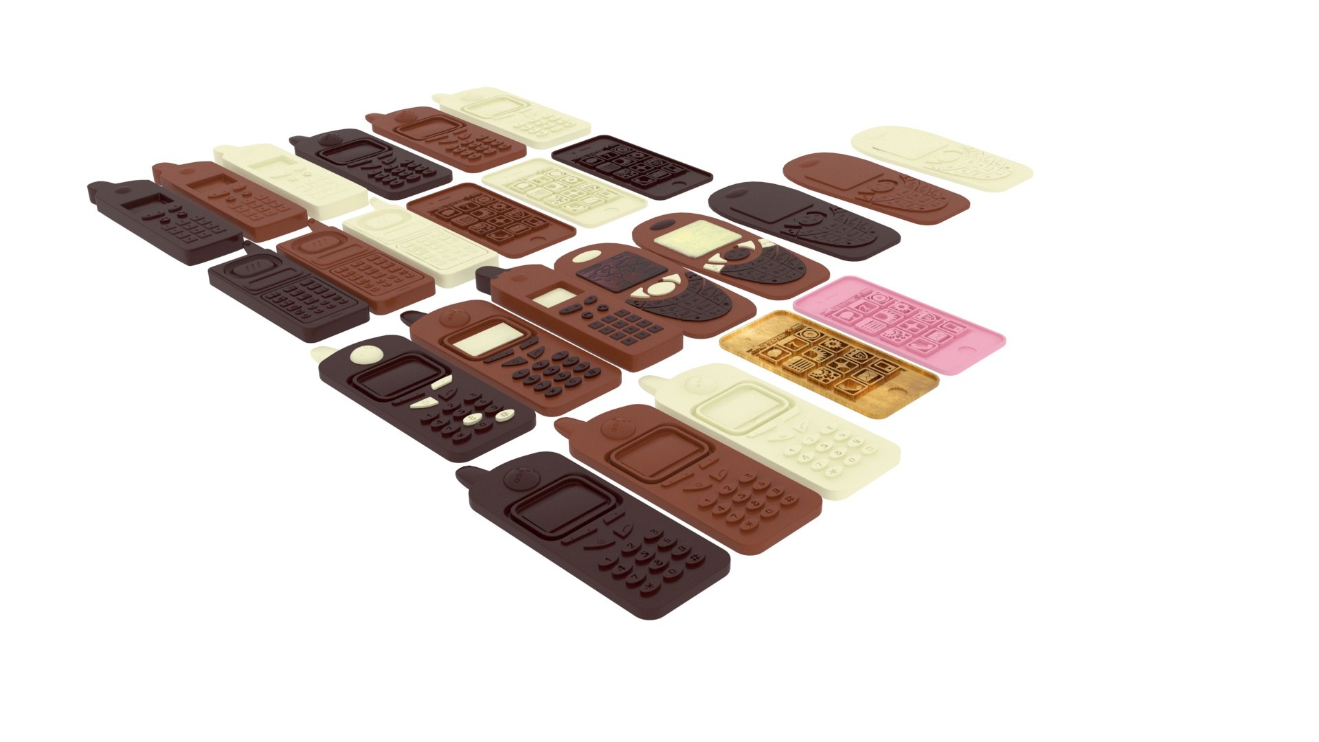 Chocolate Cell Phones Set 3D model - TurboSquid 1821637