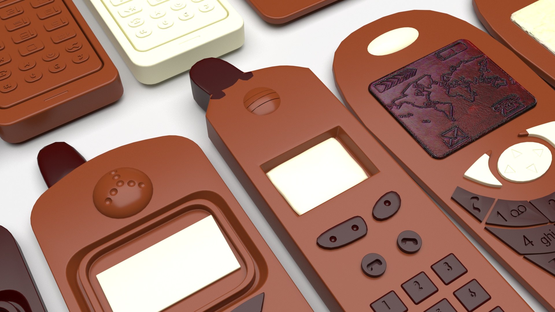 Chocolate Cell Phones Set 3D model - TurboSquid 1821637