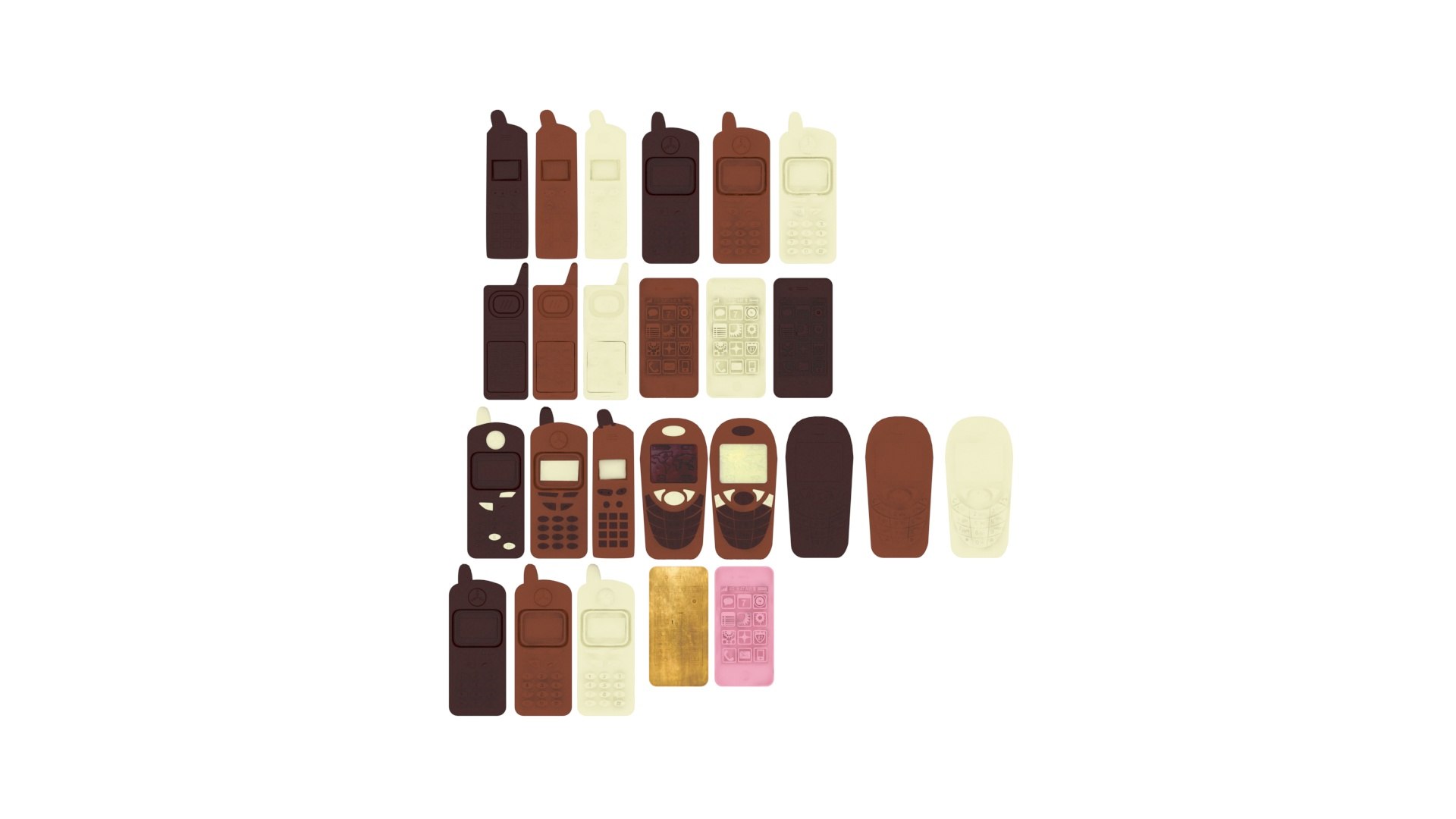 Chocolate Cell Phones Set 3D model - TurboSquid 1821637