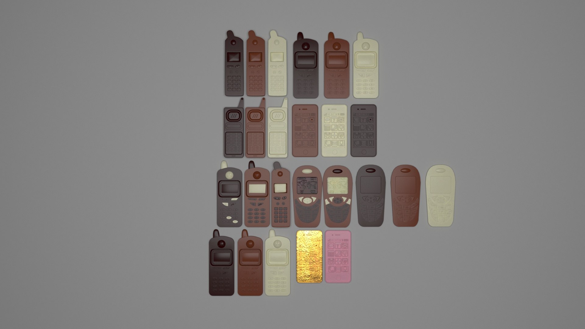 Chocolate Cell Phones Set 3D model - TurboSquid 1821637