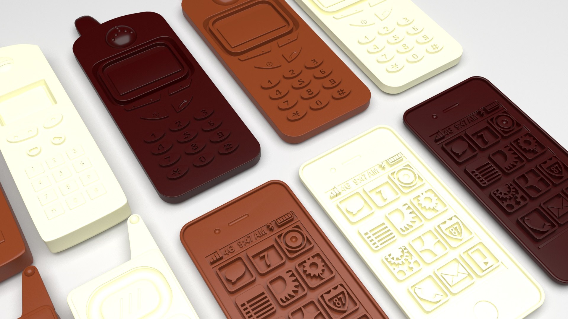 Chocolate Cell Phones Set 3D model - TurboSquid 1821637