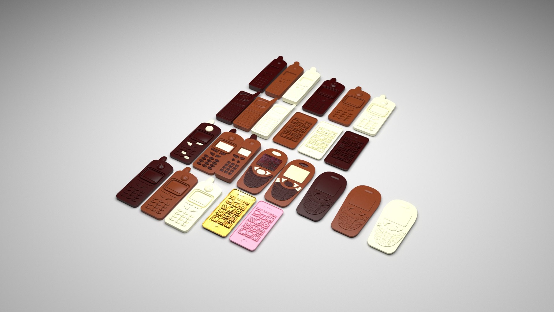 Chocolate Cell Phones Set 3D model - TurboSquid 1821637
