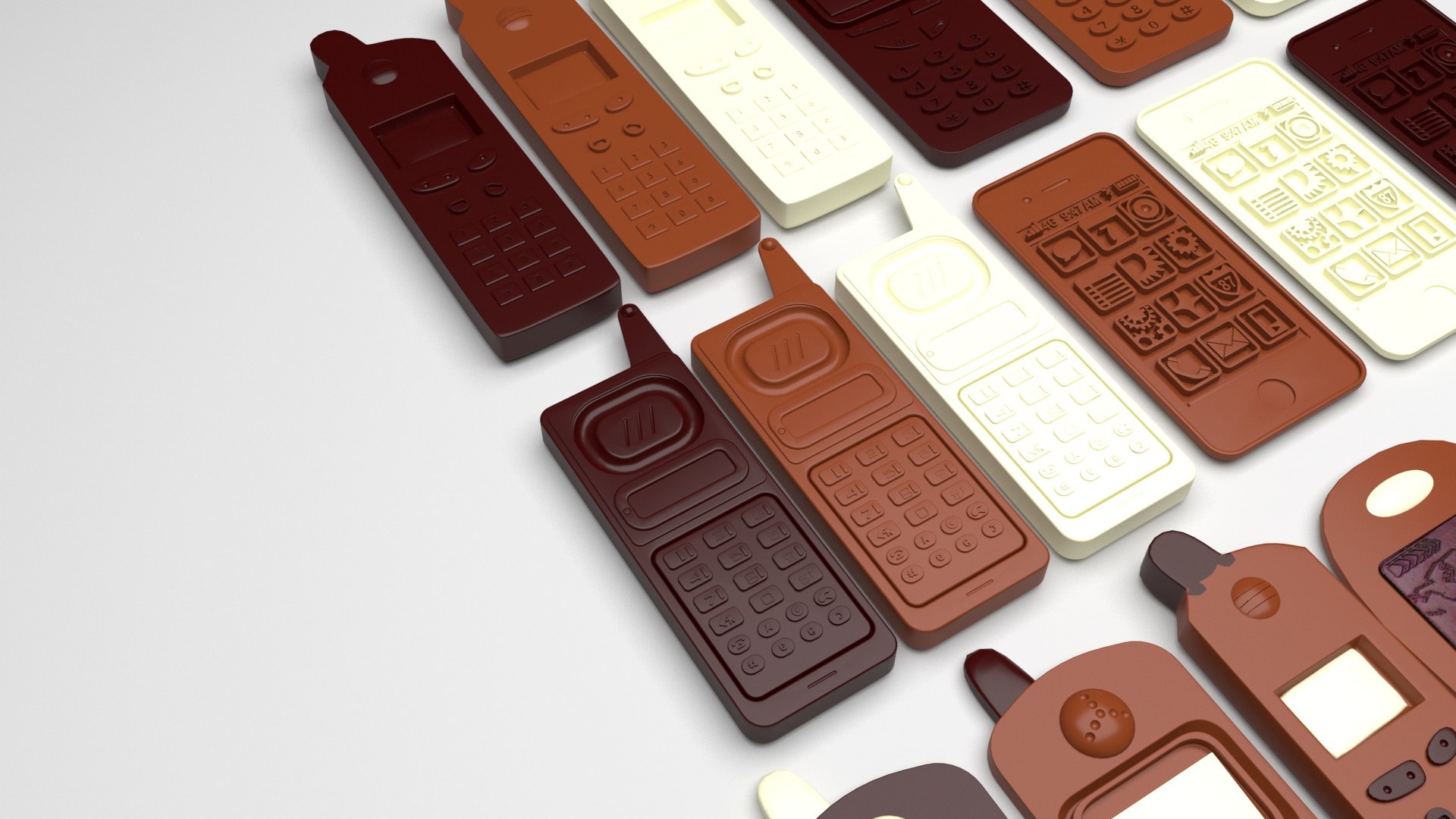 Chocolate Cell Phones Set 3D model - TurboSquid 1821637