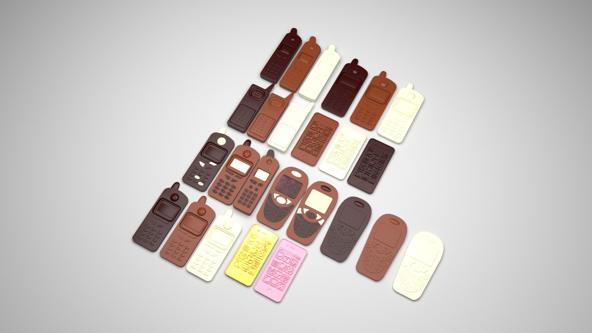 Chocolate Cell Phones Set 3D model - TurboSquid 1821637