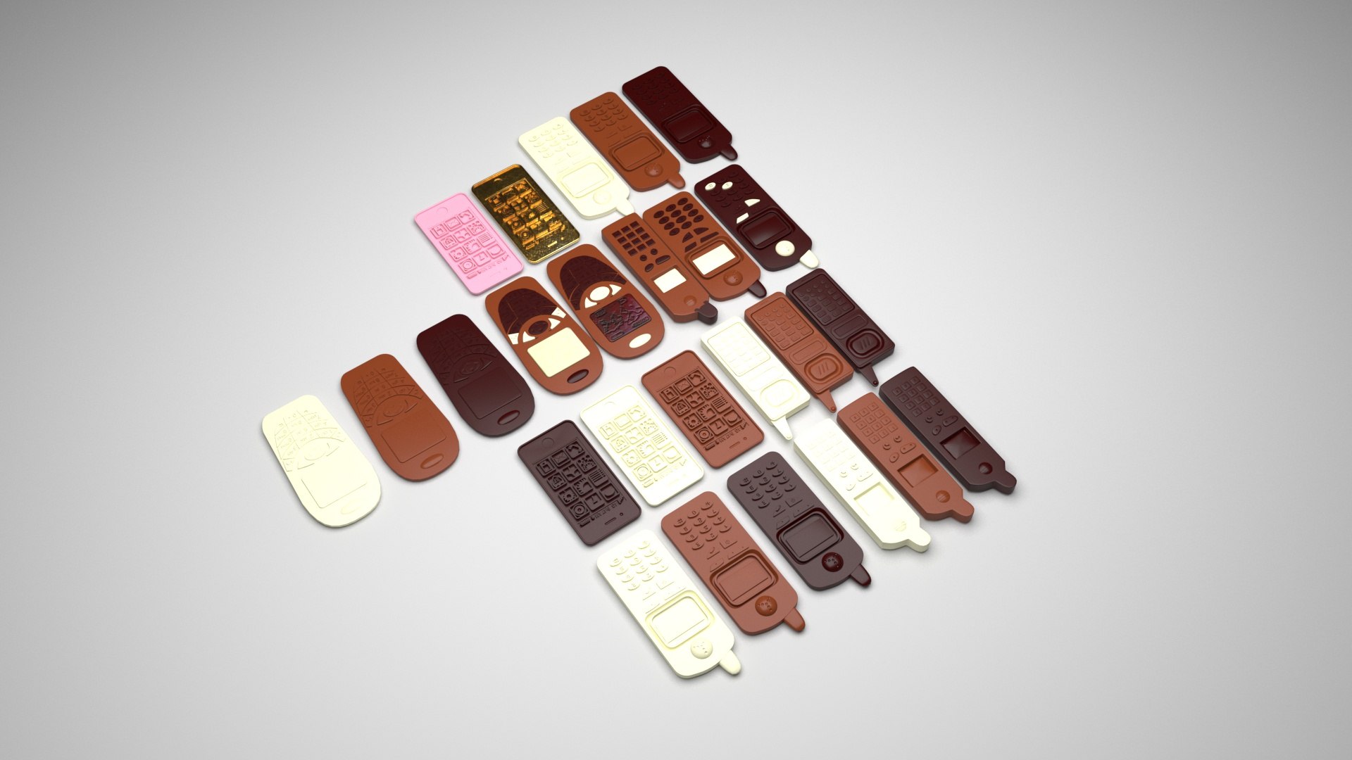 Chocolate Cell Phones Set 3D model - TurboSquid 1821637